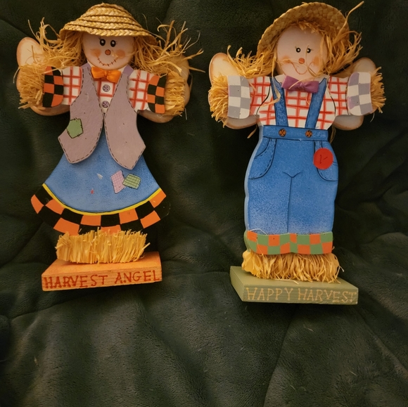 Holiday | Harvest Angel And Happy Harvest Wooden Figurines | Poshmark